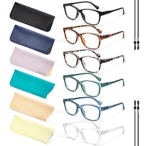 Gaoye Reading Glasses Women or Readers Men 6 Pack Stylish Blue Light Blocking Computer Eyeglasses - Ease Blurry Vision