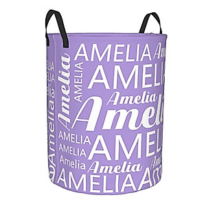 Personalized Laundry Basket Custom Name Laundry Hamper Dirty Clothes Storage Basket with Handles For Boys Girls Women Men