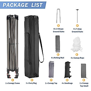 UDPATIO 11x11 Pop Up Gazebo Canopy Tent, Patio Outdoor Gazebo Tent with Mosquito Netting Outdoor Canopies for Shade and Rain for Lawn, Garden, Backyard and Deck, Grey