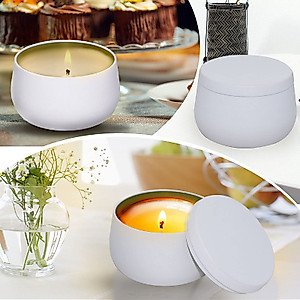 NEXBEXES 8oz Candle tins with lids,White Candle Jars,Bulk Candle tins for Making Candles,Candle Making Jars(24PACK, White)