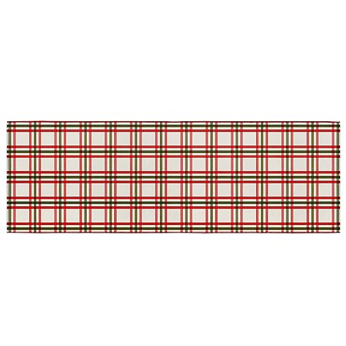 Miaklek Christmas Farmhouse Lattice Kitchen Mats for Floor Anti Fatigue Mats for Kitchen Floor Kitchen Rugs Cushioned Mats Non Slip Comfort Standing Kitchen Rugs Set of 2, Red and Green Plaid