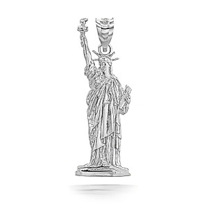 Flame Statue Of Liberty New York in Solid 925 Sterling Silver Pendant
