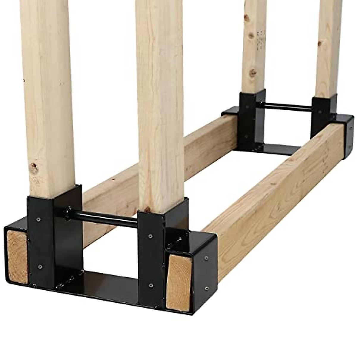 Sunnydaze Firewood Log Rack Bracket Kit - Adjustable to Any Length - Open-End Design - 1 Pair of Brackets
