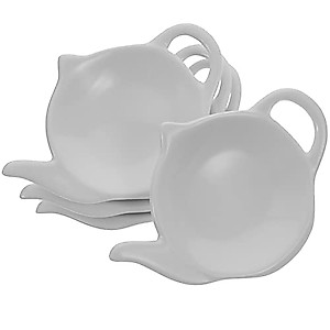 Zerodeko 4pcs Ceramic Tea Bag Saucer Teapot Shape Teabag Coaster Tea Bag Holder Spoon Rests Snack Storage Tray Wasabi Seasoning Dish for Tea Bag for for Soy Sauce Dessert White