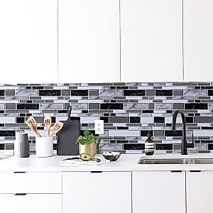 Livebor Peel and Stick Backsplash Wallpaper Kitchen Backsplash Wallpaper 11.8inch x 118.1inch Tile Contact Paper Kitchen Peel and Stick Countertops Waterproof Wallpaper for Bathroom Kitchen Wallpaper