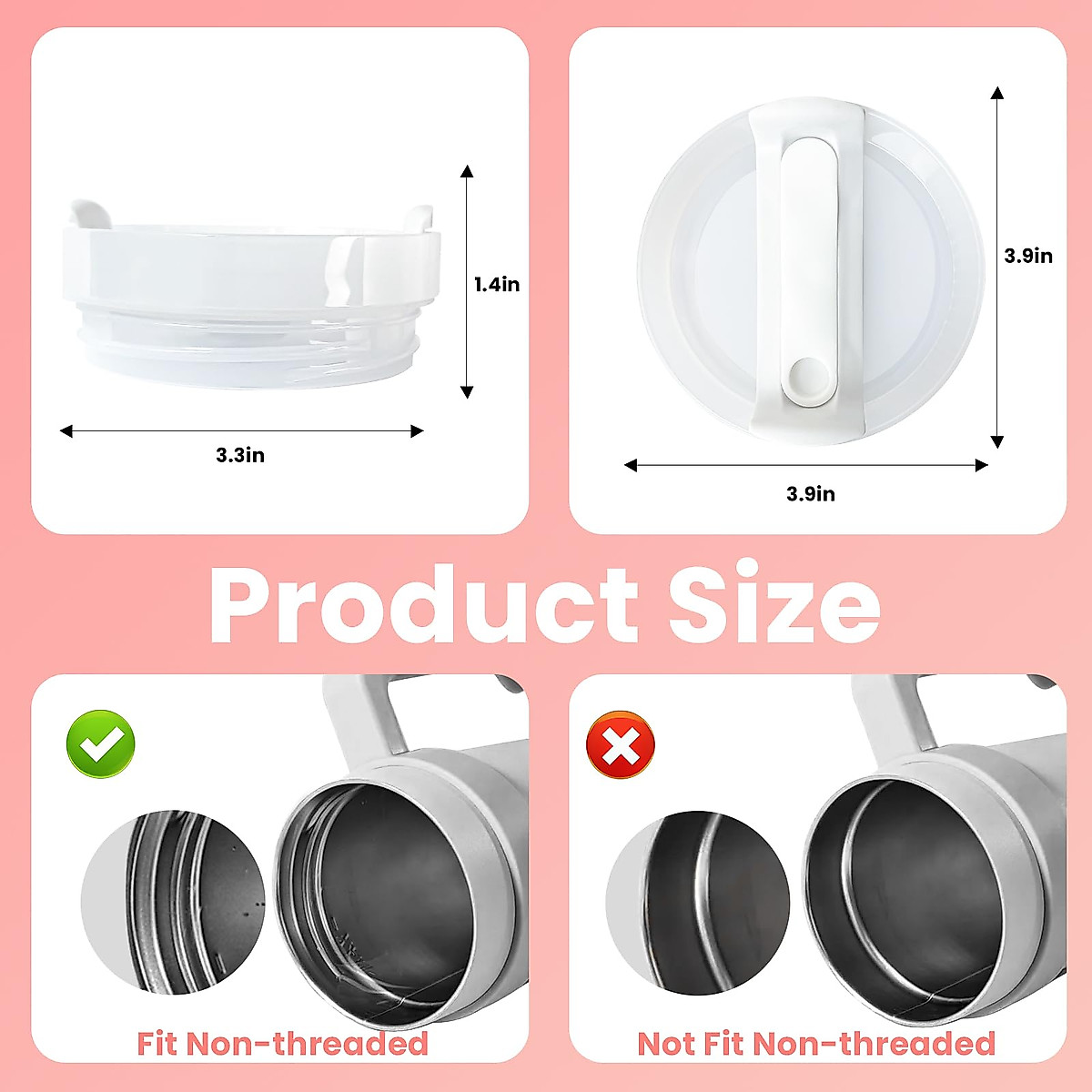 2 Pcs Tumbler Lid Replacement Fits for Stanley Cup 40 oz, Spill Splash Resistant Replacement Lids, Clear Tumbler Covers for Stanley Cup H2.0 Accessories(Milk White)