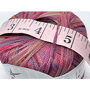 Reds, Purples, Tan Aria Fresca Sheer Net Ribbon Yarn - DK Nylon 25 Grams (.88 Ounces) 160 Meters (174 Yards) 1/8th inch Wide