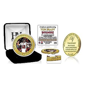 Highland Mint Tom Brady Tampa Bay Buccaneers NFL Career Passing Yards Record Bronze Coin