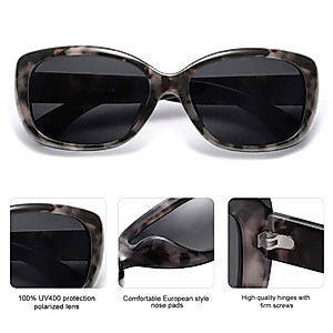 SOJOS Vintage Square Sunglasses for Women Polarized UV Protection Havana Frame SJ2111 with Black Tortoise Frame/Grey Lens