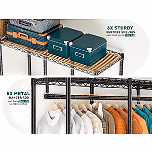 Raybee Clothes Rack, 77" H Clothes Racks for Hanging Clothes, 76" Wide Heavy Duty Clothes Rack, 990LBS All Metal Clothing Rack, Portable Clothes Rack, Clothing Racks for Hanging Clothes, Garment Rack