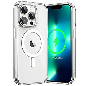 JETech Magnetic Case for iPhone 13 Pro 6.1-Inch Compatible with MagSafe Wireless Charging, Shockproof Phone Bumper Cover, Anti-Scratch Clear Back (Clear)