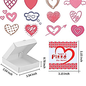WANGDEFA 50 Pcs mini pizza boxes 3.5 x 3.5 mini pizza boxes tiny pizza boxes for cookies heart shaped pizza box pizza valentine heart pizza pan gift with Valentine Sticker for Celebrations Birthdays Valentines Day Weddings