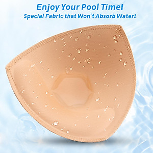 KSang Waterproof Bathing-Suit Padding Inserts - Swimsuit Padding Inserts Push up for Women | 2 Pairs Sewn-Edge Bikini Inserts for D Cup