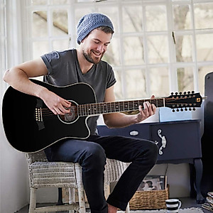 Vangoa 12 String Guitar Acoustic Electric, Upgraded Guitar 12 Strings Bundle for Beginner Intermediate Adults Teens, Guitarra de 12 Cuerdas, Spruce Top Bone Nut, Black, Matte