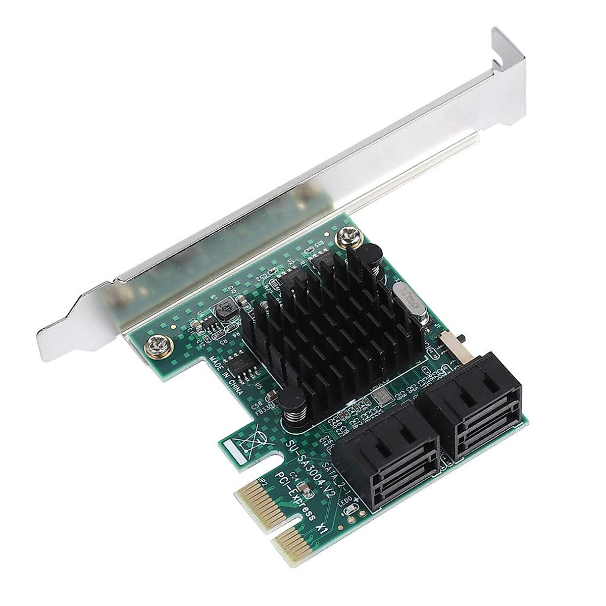 SATA 3.0 Expansion Card, 4Port PCIE to SATA 3.0 Expansion Controller Card, Rear SATA3.0 Interface, 4U, 2U Universal, Thick GoldPlated PCIE Interface, Fourlayer Circuit Board, Three Modes