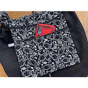 Owl Sling Bag - Fully Lined with Front Zippered Pocket - Handmade Crossbody Handbag - Medium (Black and White)