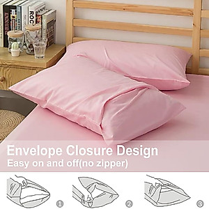 Freiuoke Match Green 100% Cotton Pillowcases Standard Set,2 Pack Envelope Closure Linen Feel Textured Natural, Soft and Durable 20x26 Inch Match Green Pillow Cases