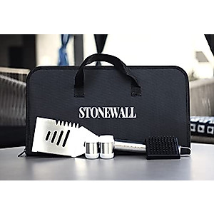 Stonewall Barbecue Grill Tool Set - Stainless Steel - Strong Durable Design - Heat Resistant Glove & Utensils - Thermometer, Meat Injector, Kebabs, & Corn Skewers - Perfect for Smokers & Grills