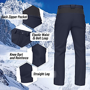 TACVASEN Snowboard Pants Men Waterproof Ski Pants for Men Winter Insulated Snow Pants Men Warm Pants for Men Winter Mens Fleece Lined Pants