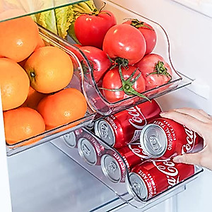 Puricon 1 Pack Refrigerator Organizer Bins Can Dispenser Storage Holder, Soda Beverage Canned Food Container Bin Clear Plastic Pantry Storage Rack for Fridge Kitchen Countertops Cabinets -Standard Can