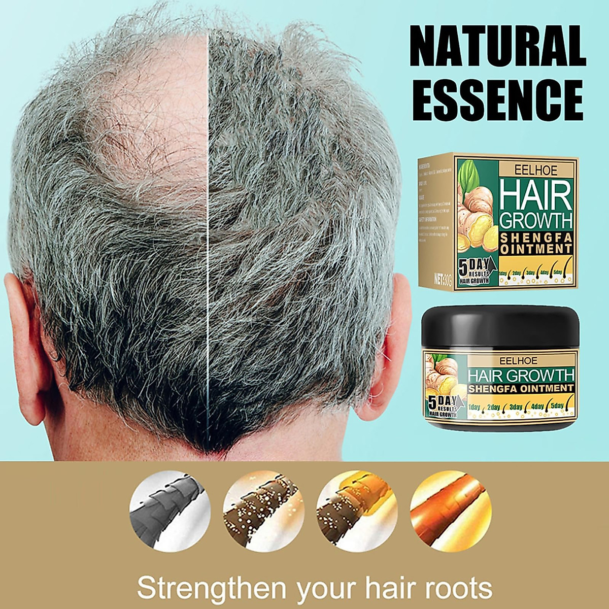 Hotiary Ginger Hair Growth Ointment Hair Regrowth Treatment Cream Moisturizing Scalp Massage Hair Follicle Hair Care Serum Essence Conditioner Sample 1 oz