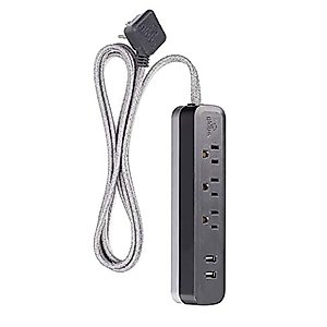 Globe Electric Designer Series 6-ft 3-Outlet 2-USB Surge Protector Power Strip in Grey Charcoal