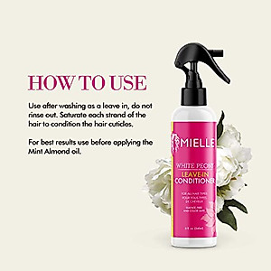 Mielle Organics White Peony Sulfate-Free Leave-In Conditioner, Color Safe, 8 Ounces