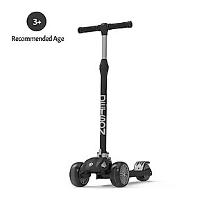 Jetson Scooters - Triton 3 Wheel Kick Scooter (Black) - Collapsible Portable Kids Three Wheel Push Scooter - Lightweight Folding Design - High Stability Lean-to-Steer Safety