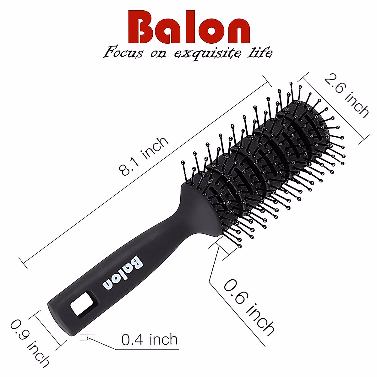 Vent Hair Brush, 11 Row Vented Hairbrush for Men and Women, Vent Brushes With Ball Tipped Bristles for Wet Short Curly Straight Hair Blow Drying Quickly(Black)