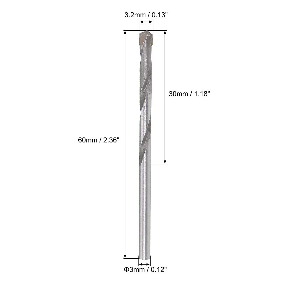 uxcell Cemented Carbide Twist Drill Bits 3.2mm Metal Drill Cutter for Stainless Steel Copper Aluminum Zinc Alloy Iron 2 Pcs