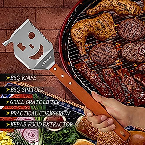 5-in-1 Grill Spatula for Outdoor Grill, Grill Grate Lifter and Stainless Steel Spatula, Grill Accessories for Outdoor Grilling. 18 Inch Stainless Steel Grill Tools，Unique BBQ Gifts