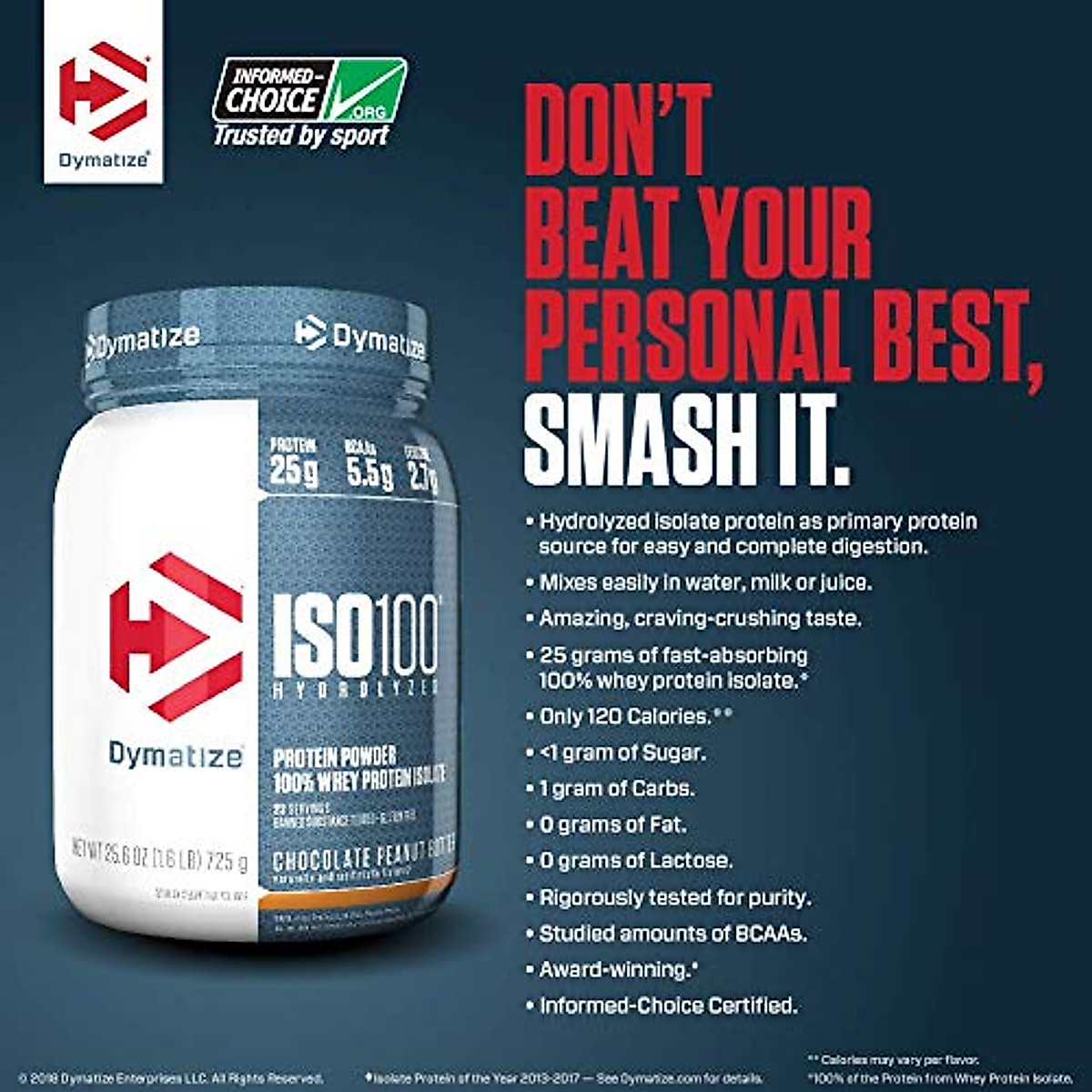 Dymatize ISO100 Hydrolyzed 100% Whey Protein Isolate Strawberry -- 5 lbs