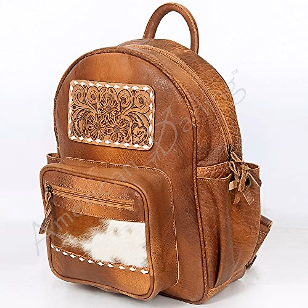American Darling Hand Carved Leather Backpack Womens Mens Instant Vintage Backpacks Purse Men laptop Bookbags Cow Hide on