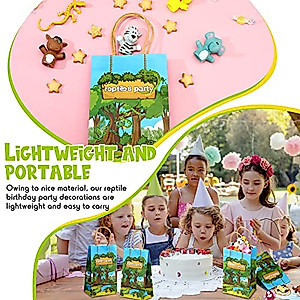 12 Packs Reptile Lizard Snake Party Favor Bags with Handles Turtle Reptile Lizard Snake Birthday Party Supplies Gift Treat Goody Bags for Camping Reptile Party Decorations