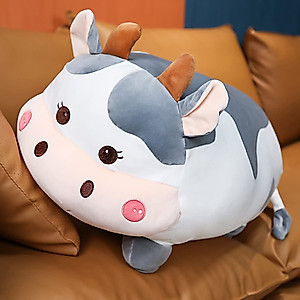 Litence Weighted Cow Stuffed Animals, 19.7in 5lbs Weighted Cow Plush Toy Soft Cow Plush Body Pillow Gifts for Boys Girls