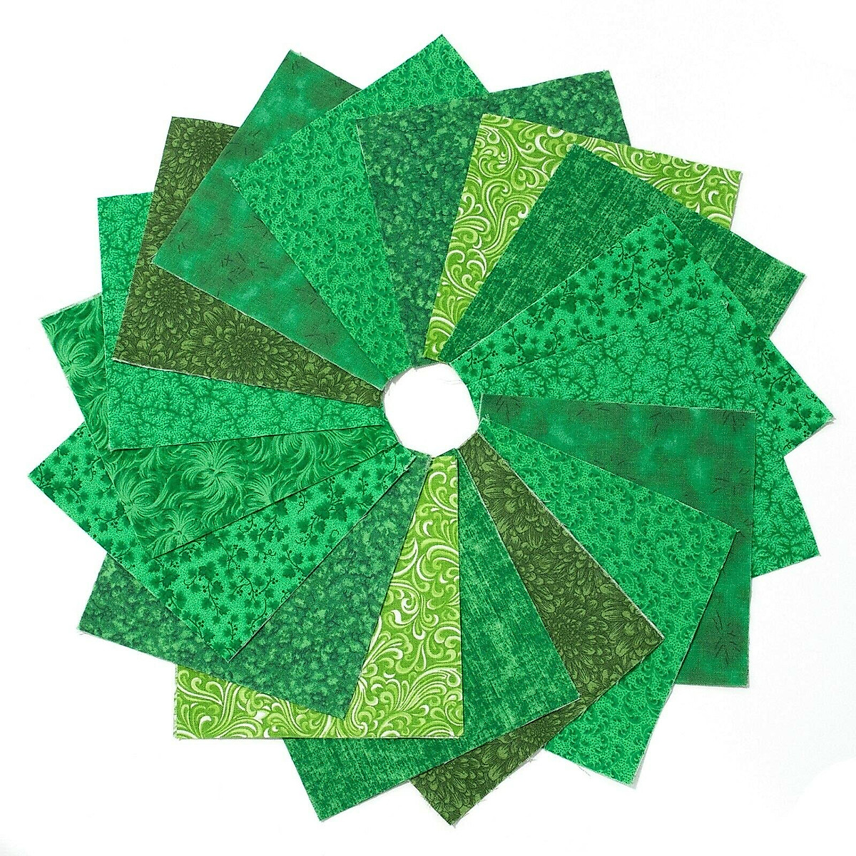 FlashPhoenix Quality Sewing Fabric - It's All Green 90-pc precut Charm Pack 5 x 5 Inch Squares 100% Cotton Fabric Green Quilt