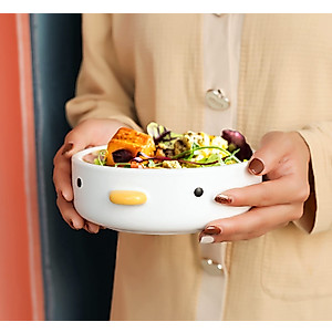 PURROOM Funny Cute Duck 6'' Salad Bowl, Handmade Glaze Chick Safety Ceramics Large Pasta Bowls, Home Family, Friend.