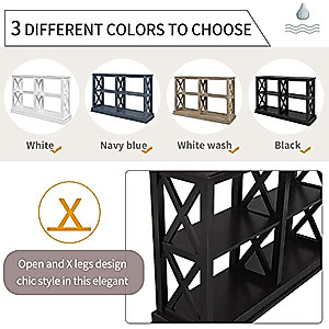 Lifeand 3-Tier Open Storage Spaces and “X” Legs, Narrow Sofa Entry Living Room Console Table, Black