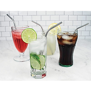 RSVP International Endurance Stainless Steel 8.5" Drink Straws, 4 Count | 5mm Fits Most Tumblers | Reusable & Durable | For Smoothies, Frappes, Sodas, Tea & More | Dishwasher Safe