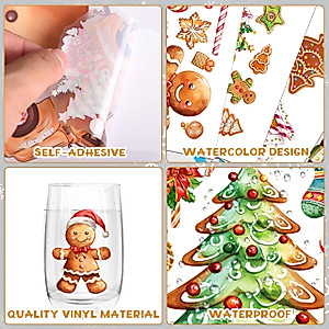 Christmas Gingerbread Wall Stickers Decoration 12 Sheets, Christmas Wall Decals Holiday Gingerbread Decor for Wall, Winter Candy Wall Vinyl Stickers for Living Room Bedroom Home Office Decor