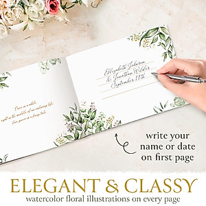 Wedding Guest Book with Photo Frame - Elegant Flower Design Hardcover with Golden Edges Wedding Guest Book - 120 Pages for Wedding Reception, Bridal Shower, and Special Events