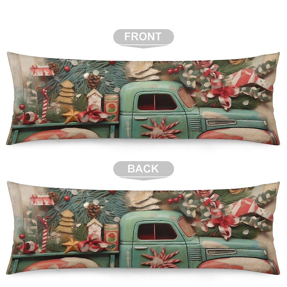 MaSiledy Body Pillow Case Christmas Holiday Extra Large Pillowcase Christmas Truck Vintage Body Pillowcase Bed Large Soft Body Pillow Covers 20x54 Inches for Bedroom Soft Breathable