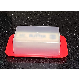 Standard Butter Dish Red Base Smoked Clear Top