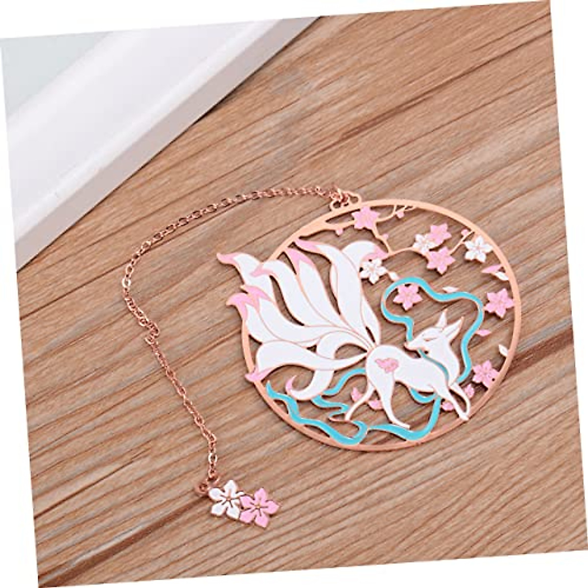 SAFIGLE Metal Bookmarks Chinese Gift Book Gifts Book Page Holder Book Marking Tag Retro Bookmarks Gift Pendant Round Fan Books Bookmarks Plant Printing Beautiful Magnet Bookmarks Rose Gold