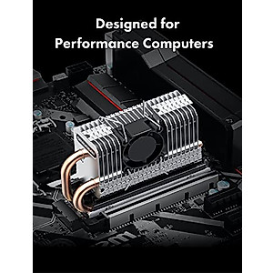 GRAUGEAR M.2 2280 SSD Heatsink, Direct-Touch Heat of Dual Copper Heat Pipes, 25 mm Cooling Fan Built-in PWM Control, Aluminum Plate-Fin Design, Thermal Pads incl. Cooler for M.2 NVMe/SATA[G-M2HP04-F]