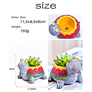 Cute tortoise flower pot with drainer garden flower pot resin succulent potted bonsai plant stand home desk mini ornaments Christmas birthday giftsPurple