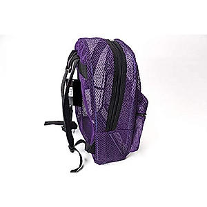Travel Sport Transparent See Through Mesh Backpack/School Bag (Purple)