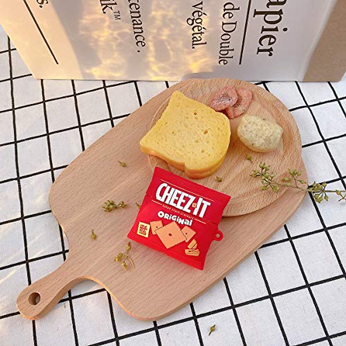 Case for Airpod Pro,6 in 1 Soft Silicone Airpods pro Accessories Set Cover, 3D Cute Funny Cartoon AirPods Pro Food cookie Skin for Girls Women with Watch Holder/Ear Hooks/Keychain/Brush/Strap(Cheezit)