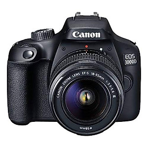 Canon EOS 3000D with Canon 18-55 Lens DSLR Camera, International Version - Black (Renewed)