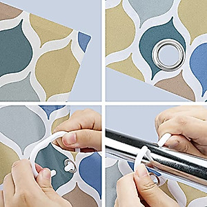 VEGA U Moroccan Fabric Shower Curtain for Bathroom, Geometric Themed Bath Decor with Hooks, 72x72 Inch